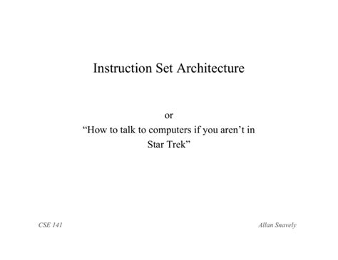 Instruction Set Architecture