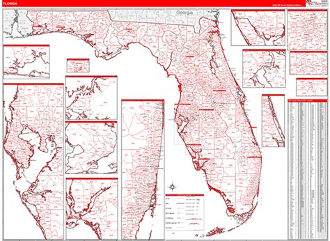 Florida Zip Code Wall Map The Map Shop Florida Zip Code Map 800x647
