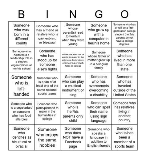 Diversity Bingo Template
