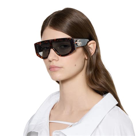Rectangular Frame Sunglasses In Dark Brown Tortoiseshell Gucci® Us