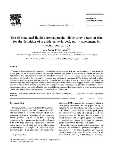 Pdf Use Of Simulated Liquid Chromatography Diode Array Detection Data