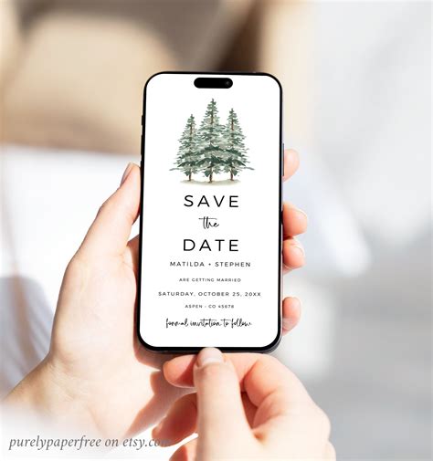 Woodland Digital Save The Date Electronic Save The Date Modern Rustic Save The Date By Text
