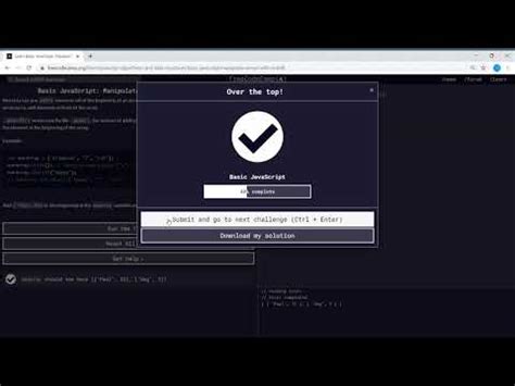 Basic JavaScript (45/111) | Manipulate Arrays With unshift | freeCodeCamp - YouTube