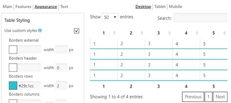 Custom Table Styles Supsystic