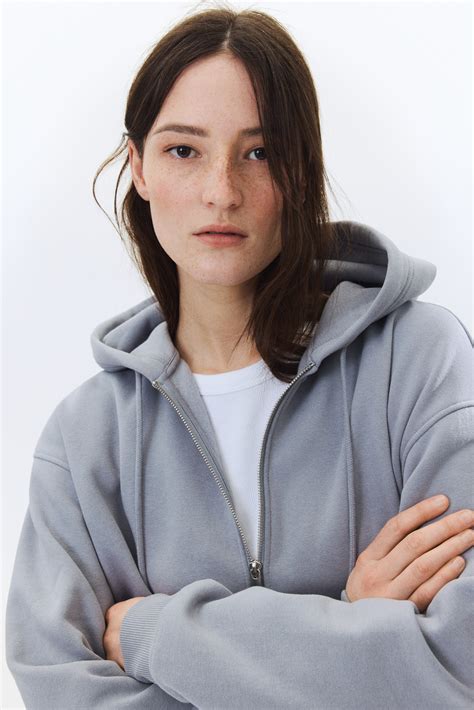 Zip Up Hoodie Grey Blue Ladies Handm Au