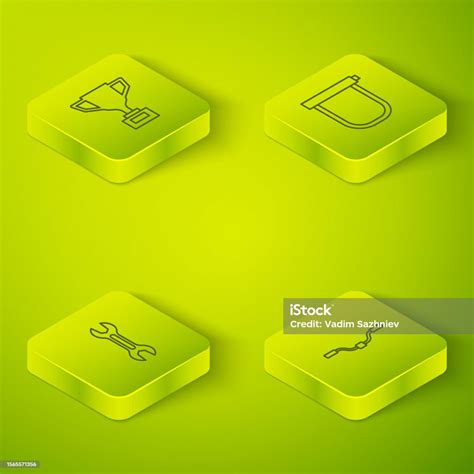 아이소메트릭 라인 자전거 잠금 장치 렌치 스패너 핸들바 및 자전거 아이콘이 있는 보너스 컵을 설정합니다 벡터 3차원 형태에 대한 스톡 벡터 아트 및 기타 이미지 Istock