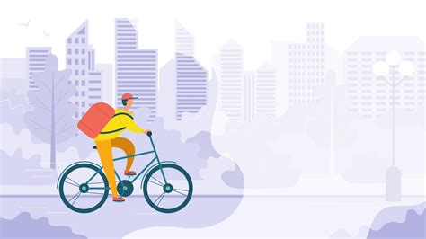 Coursier De Livreur Avec Un Sac à Dos Sur Un Vélo Sur Le Fond Du