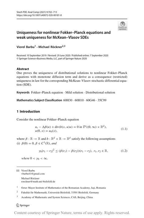 Uniqueness For Nonlinear Fokkerplanck Equations And Weak Uniqueness For Mckeanvlasov Sdes