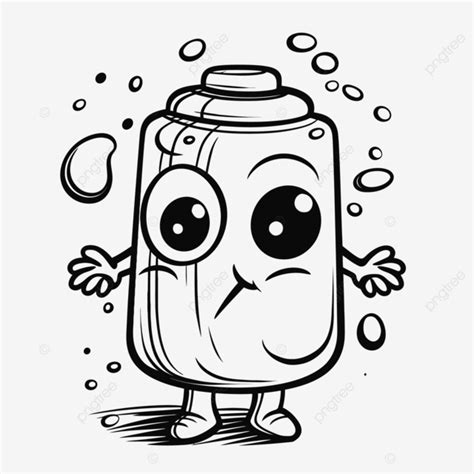 Cartoon Character With Eyes Drawn On It Wearing A Spray Can Outline
