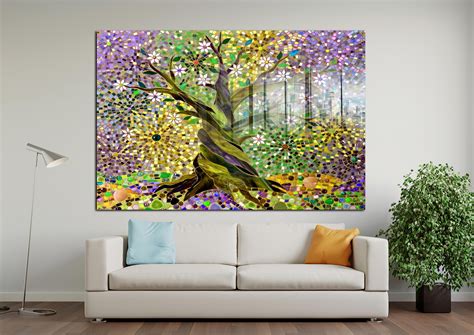 Tempered Glass Wall Art Tree Of Life Colorful Mosaic Etsy Uk