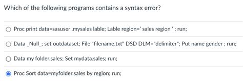 Solved Which Of The Following Programs Contains A Syntax