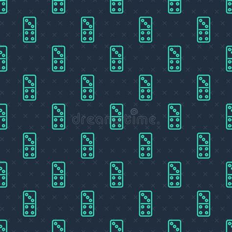 Green Line Domino Icon Isolated Seamless Pattern On Blue Background Vector Stock Vector