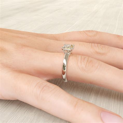 Small Cathedral Princess Cut Solitaire Moissanite Engagement Ring Yalish Diamonds