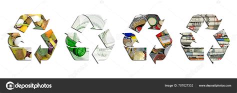 Household Waste Sorting Recycling Symbols One Collage Stock Photo