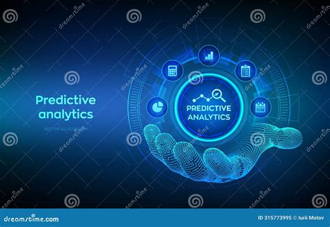Predictive Analytics Icon In Wireframe Hand Big Data Analysis