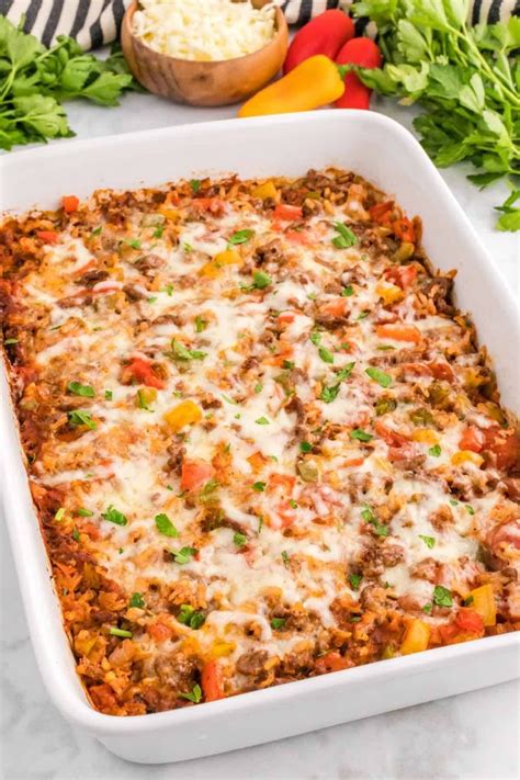 Stuffed Pepper Casserole Is A Hearty Ground Beef Casserole Loaded With