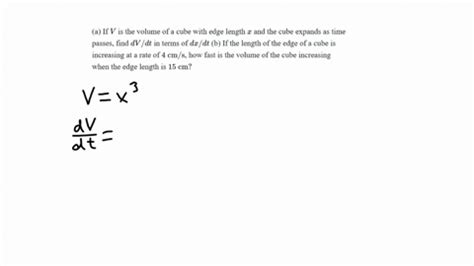 SOLVED A The Volume V Of A Cube Of Side Length X Is Given By Numerade