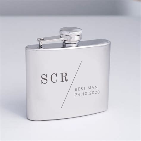 Engraved Stainless Steel Hip Flask Wedding Initials Gettingpersonal