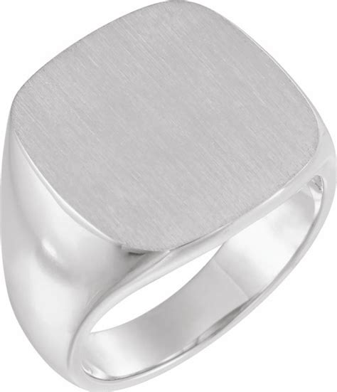 14k White Gold Traditional Signet Ring 18mmx18mm Solid Back