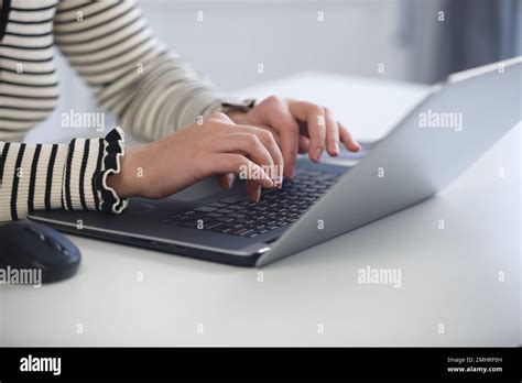 Female Programmer Coding On Laptop Computer Young Woman Typing Text On