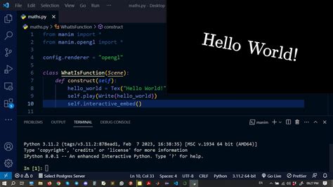 python 3 x manim community `interactive embed ` causes ipython curruption sqlite3