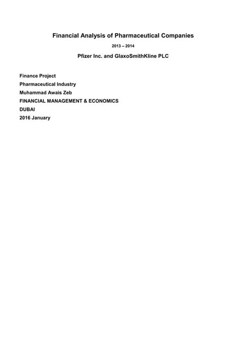 3 Financial Analysis Pfizer Vs Gsk Pdf