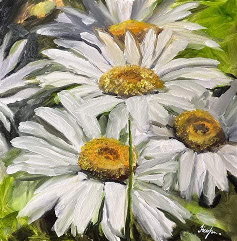 Acrylic Painting White Daisies Etsy