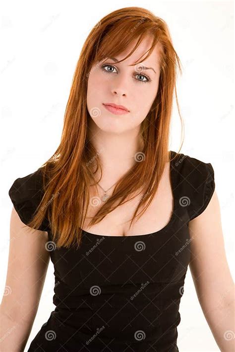Señora Hermosa Isolated Del Redhead En Blanco Imagen De Archivo