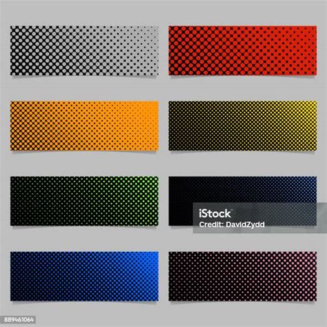 Warna Halftone Dot Pola Banner Latar Belakang Desain Template Set