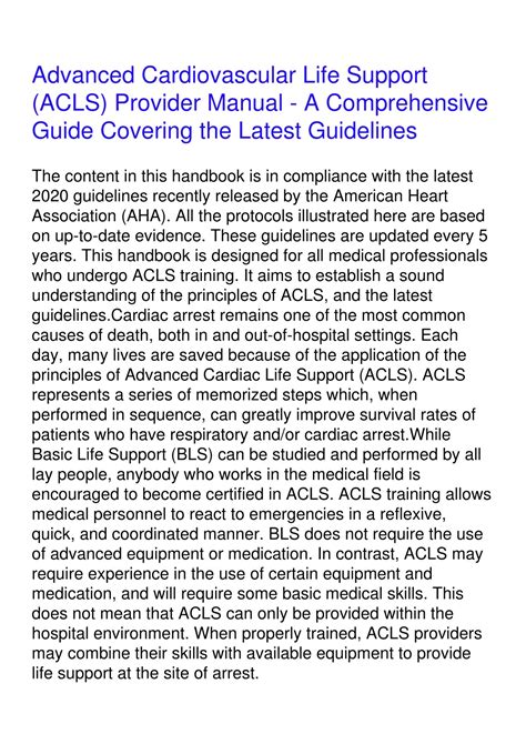 Ppt Read [pdf] Advanced Cardiovascular Life Support Acls Provider Manual A Comprehensive