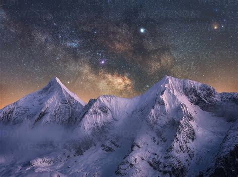 Snowy Mountains At Night