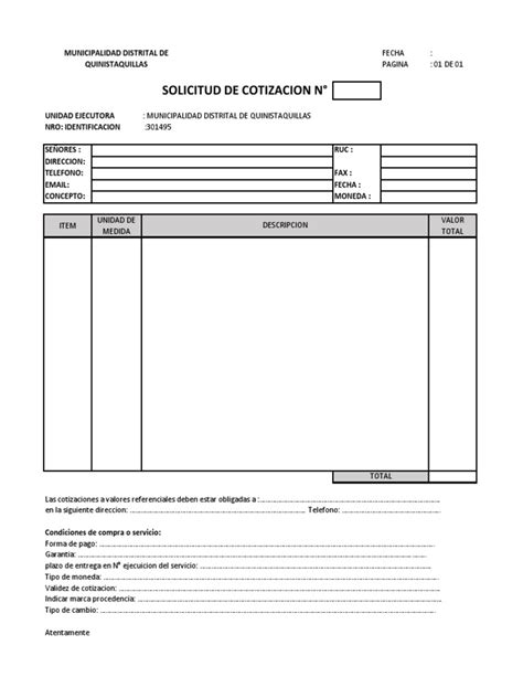 Cotizaciones Para Proveedores Pdf