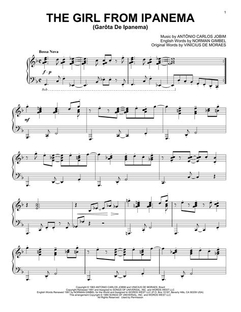 The Girl From Ipanema Garôta De Ipanema By Antônio Carlos Jobim Sheet