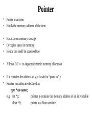 Pointers Ppt Pointer Points To An Item Holds The Memory Address Of The Item Has Its