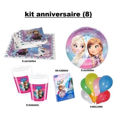 Reine Des Neiges Kit Anniversaire 8 Cadeau Achat Vente Set