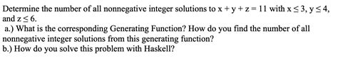 Solved Determine The Number Of All Nonnegative Integer Chegg