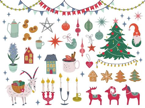 Happy Holidays Elements Set Big Scandinavian Christmas Collection