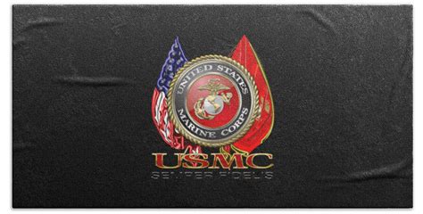 U S Marine Corps U S M C Emblem On Black Beach Towel For Sale By