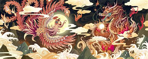 龙凤戏水插画设计健美糖 站酷zcool