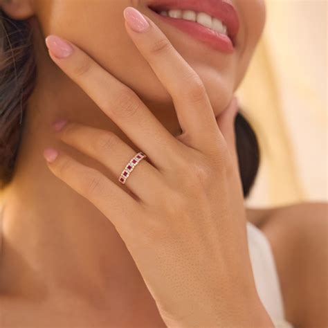 14k Princess Cut Ruby W Baguette And Round Diamond Ring Ferkos Fine