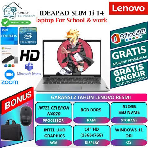 Jual Laptop Baru Lenovo Ideapad Slim 1i 14 Intel N4020 8gb 512gb 14