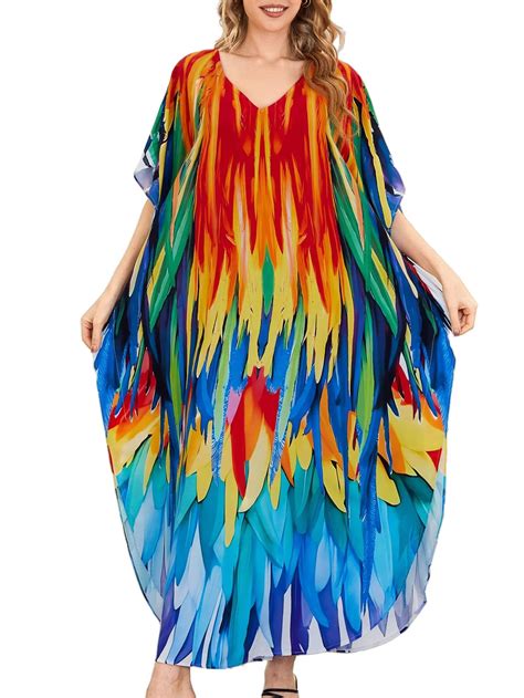 Edolynsa Kaftan Dresses Cover Up For Swimwear Women Plus Size Animal