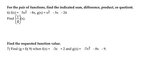solved for the pair of functions find the indicated sum