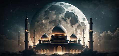 초승달과 별이 배경에 있는 이드 알 아다 모스크 사원 라마단 달 배경 일러스트 및 사진 무료 다운로드 Pngtree