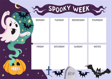 Spooky Week Calendar For Fun Halloween Activities 72121731 Vector Art