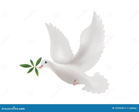3d Illustration With Isolated Dove And Olive Leaves Symbol Of Peace