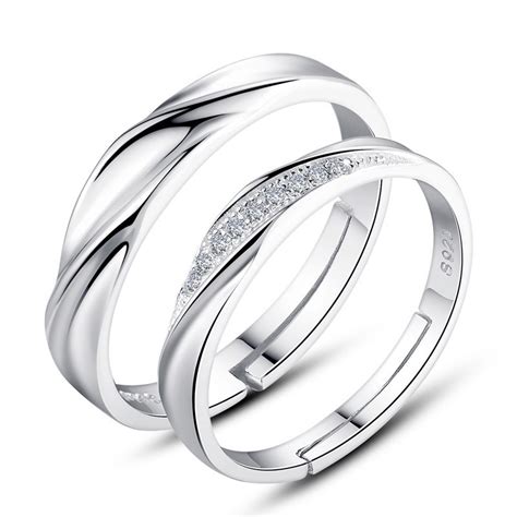 Anillos Duo Promesa Plata Fina Amor Parejas Febrero