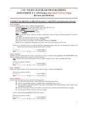 Database Programming Assignment Tables Creation Data Course Hero
