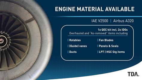 Iae V2500 Engine Material Available Tda Is Able To Offer A Wide Range
