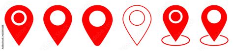 set of red map pin icons design can use for web and mobile app vector